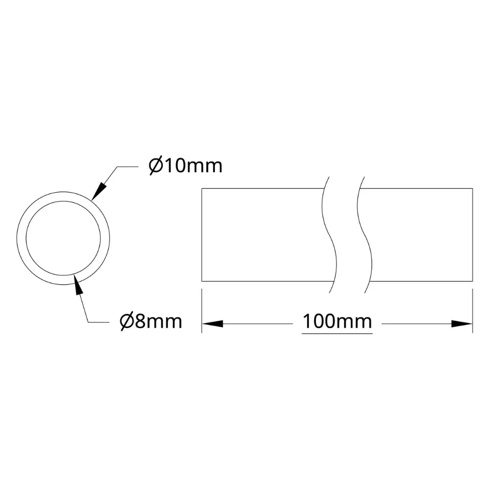 Servocity 4100 シリーズ アルミニウム チューブ 内径 8mm X 外径 10mm、長さ 100mm Robotshop