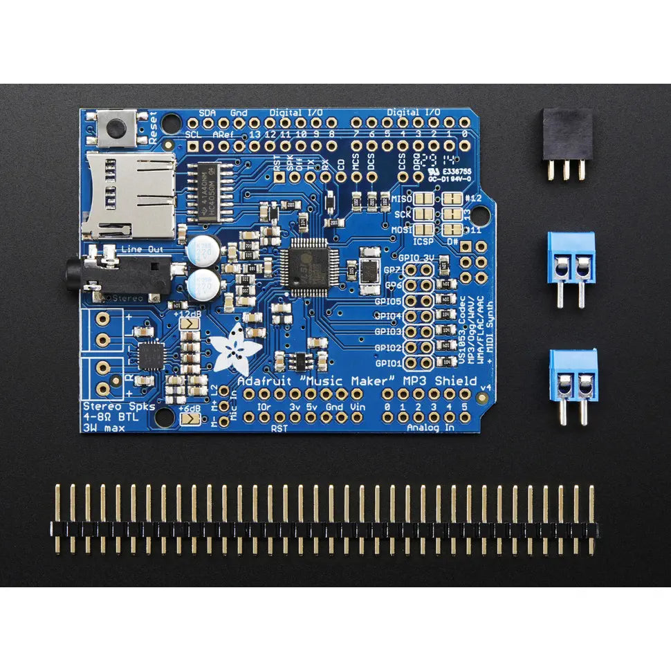 Adafruit Arduino用 Music Maker MP3シールド 3Wステレオアンプ付き v1.0 - RobotShop