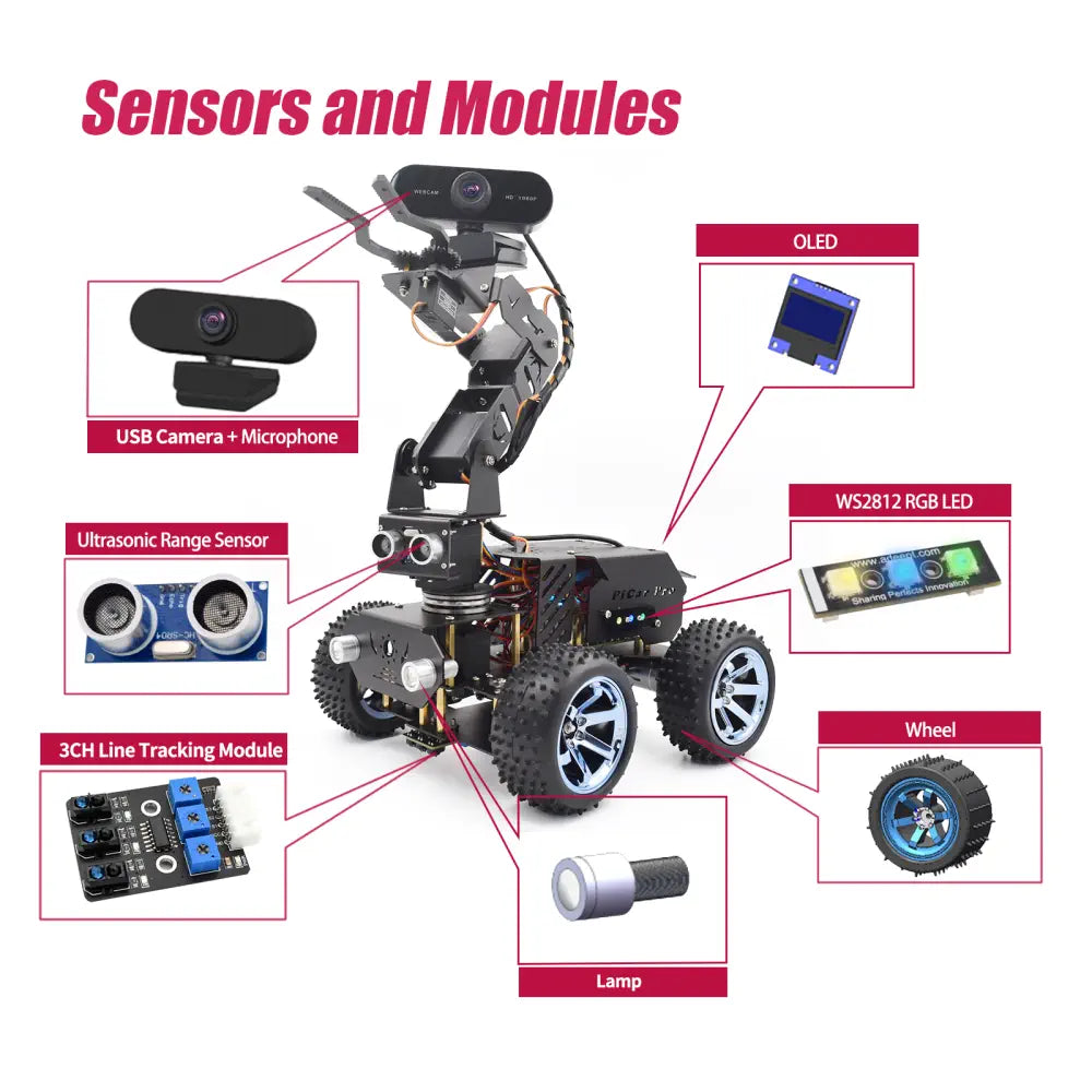 Adeept PiCar Pro V2 4-DoF ロボットアーム スマートカーキット (Raspberry Pi無し) - RobotShop