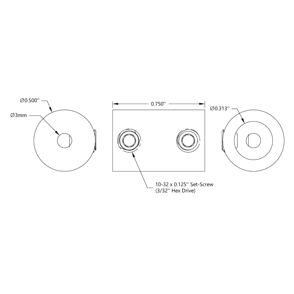 ServoCity 0.3125 inch (8mm) - 3mmセットスクリュ シャフトカプラ - RobotShop
