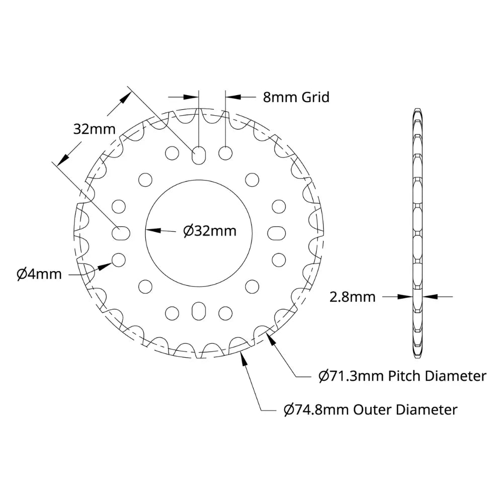 Servocity 3310 Series 8mm Pitch Aluminum Hub Mount Sprocket 32mm Bore